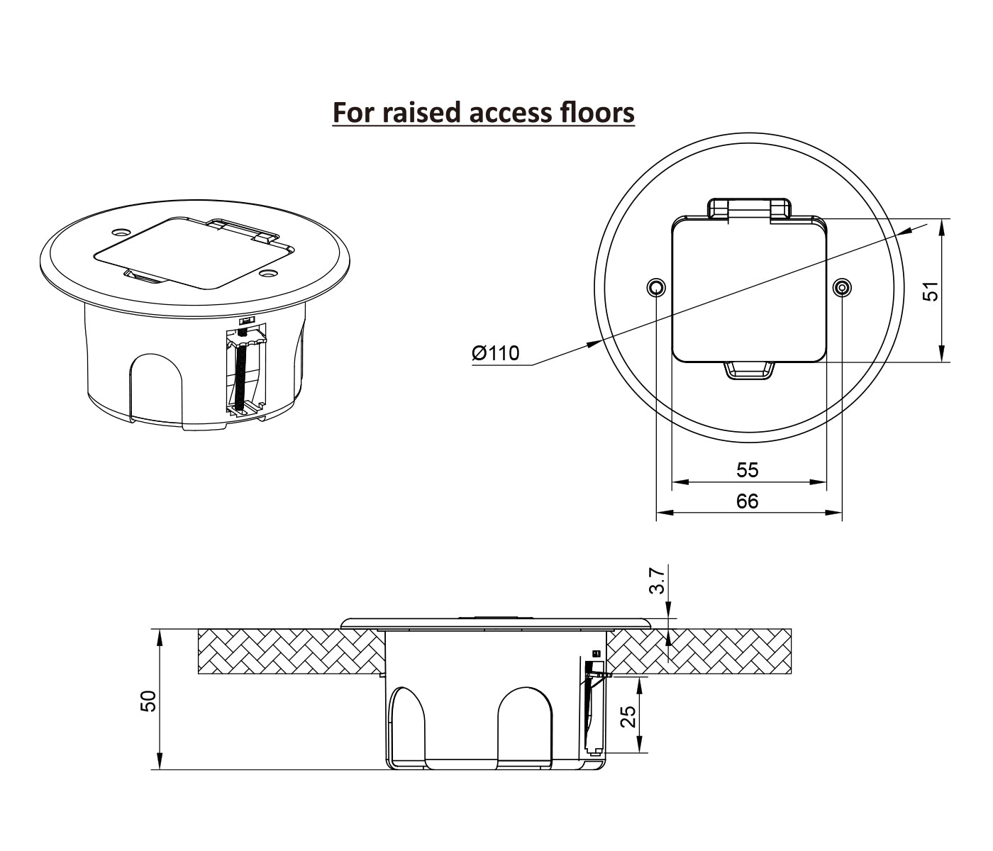 IP44FTGC - Flip Top Cavity Power Grommet