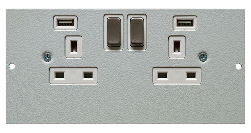 ST0291/USB - Twin Sockets with USB Plate